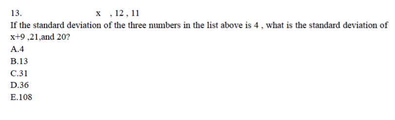 Solved 13. If the standard deviation of the three numbers in | Chegg.com