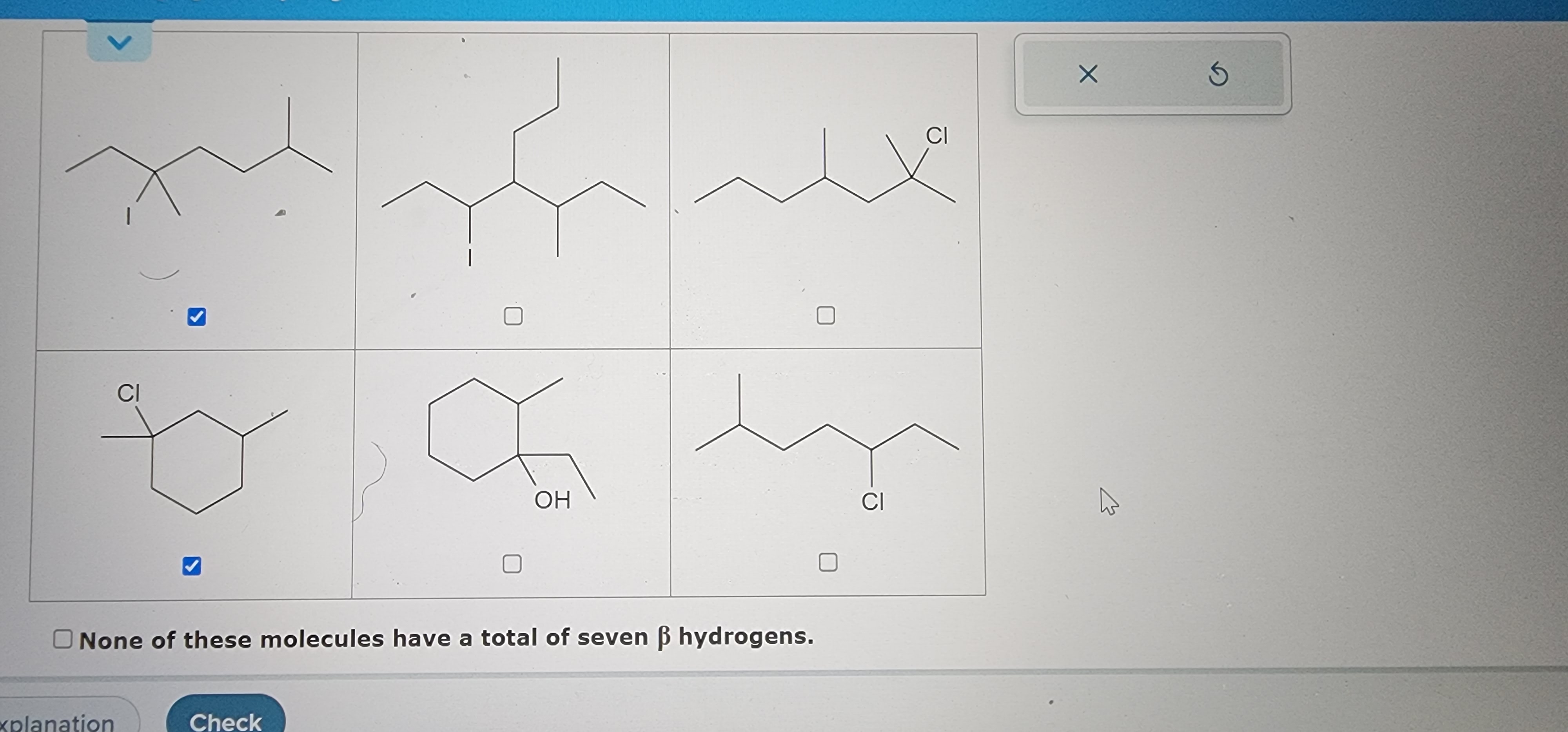 Solved Check the box under each molecule that has a total of | Chegg.com