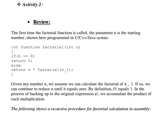 Solved - Review: The first time the factorial function is | Chegg.com