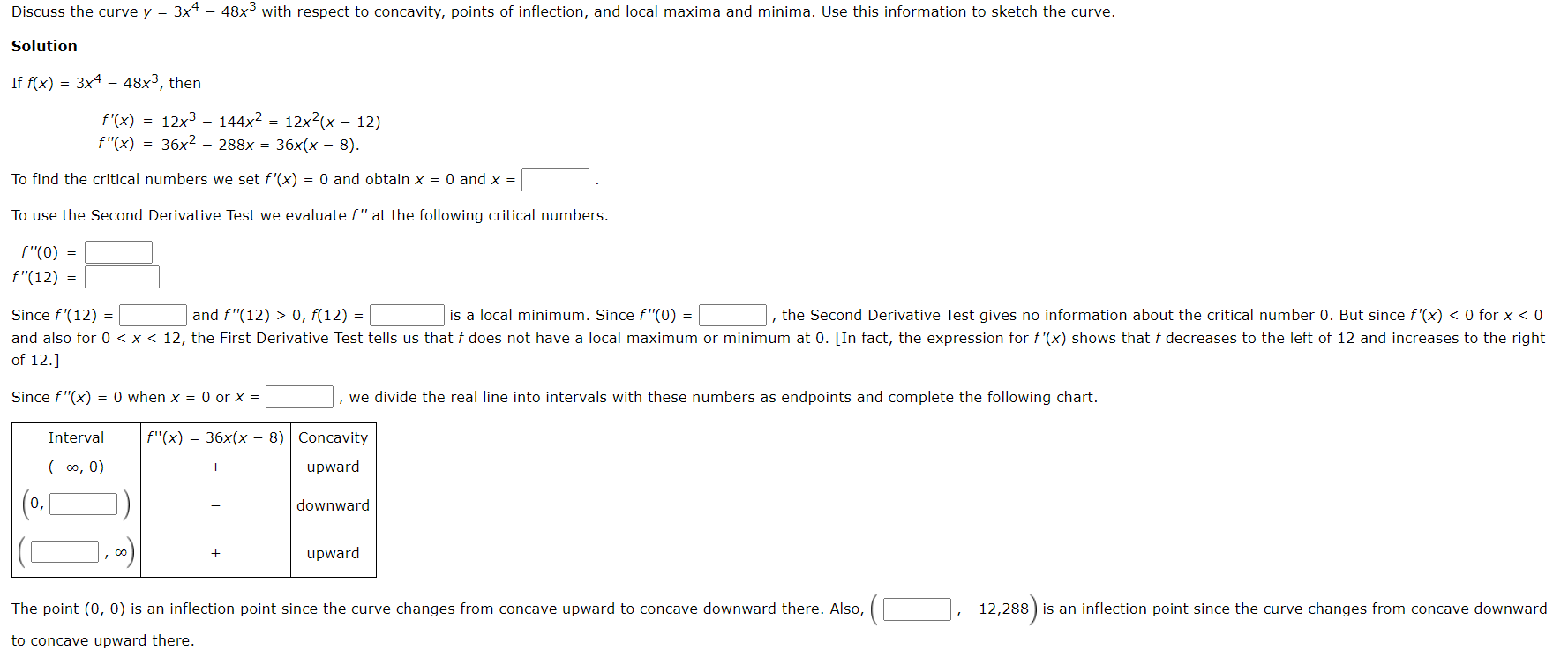 Solved Discuss the curve y=3x4−48x3 with respect to | Chegg.com