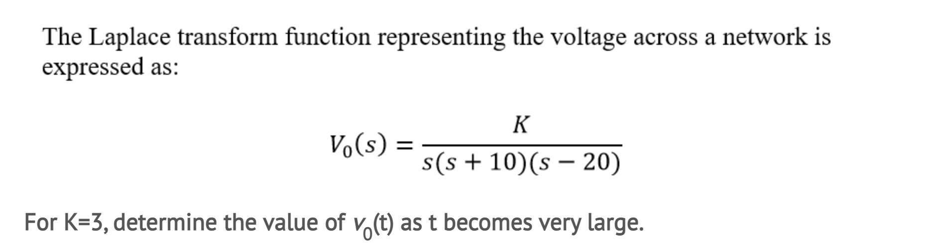Solved The Laplace transform function representing the | Chegg.com