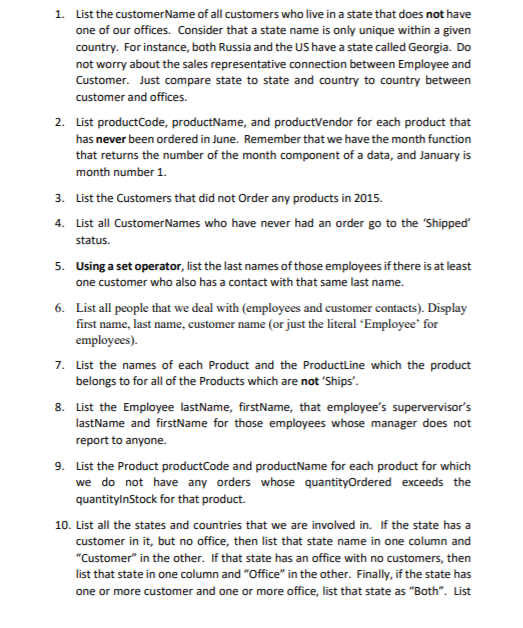 The MySQL sample database schema consists of the | Chegg.com