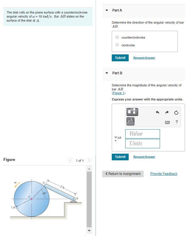 Solved Part A The disk rolls on the plane surface with a | Chegg.com
