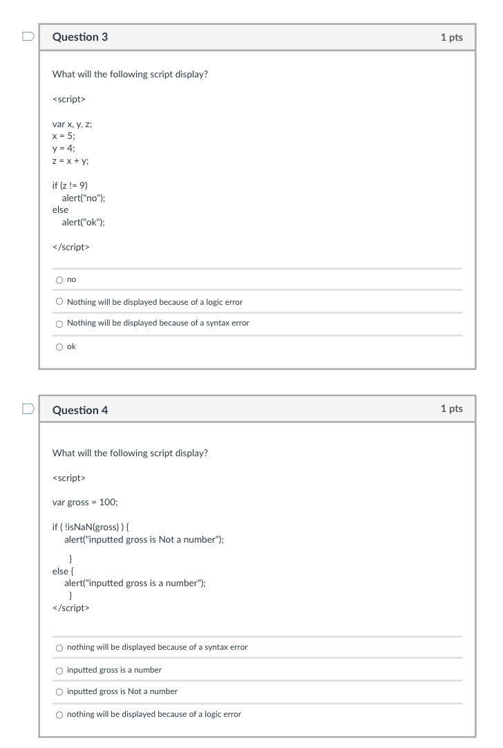 Solved D Question 3 1 pts What will the following script | Chegg.com