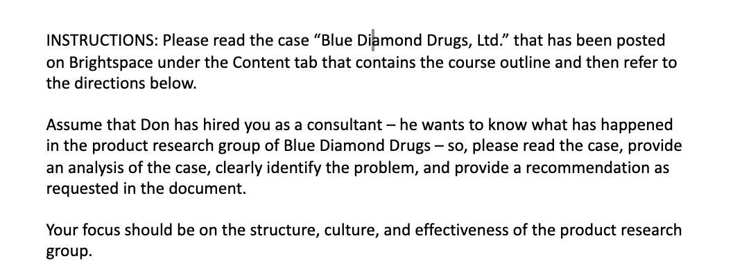 Solved INSTRUCTIONS: Please read the case “Blue Diamond | Chegg.com
