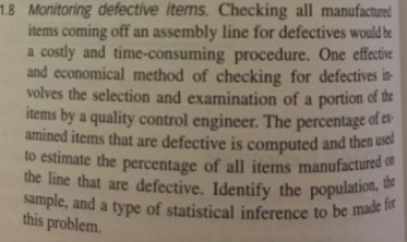 Solved 18 Monitoring defective items. Checking all | Chegg.com