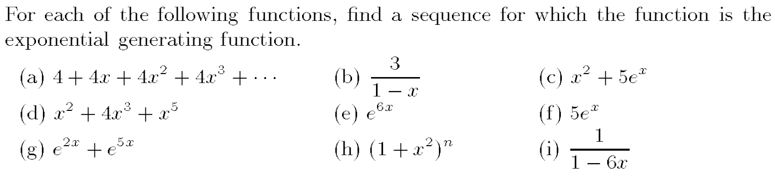 Solved For each of the following functions, find a sequence | Chegg.com