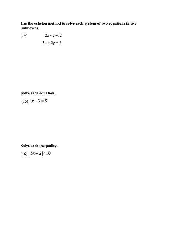 Solved Use the echelon method to solve each system of two | Chegg.com