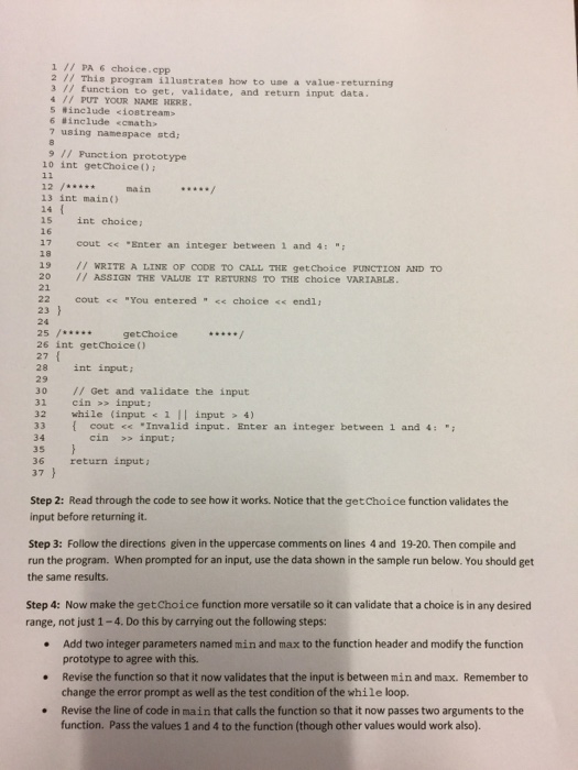 Solved //PA 6 choice.cpp//This program illustrates how to | Chegg.com