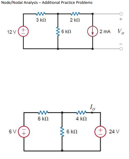 Solved Node/Nodal Analysis - Additional Practice Problems w | Chegg.com