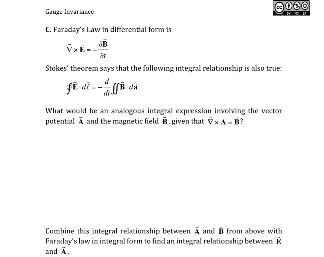 Solved Gauge Invariance BY NC SA C. Faraday's Law in | Chegg.com