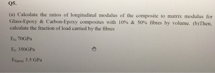 Solved Q5. (a) Calculate the ratios of longitudinal modulus | Chegg.com