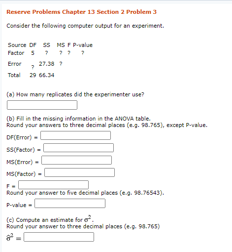 Solved Reserve Problems Chapter 13 Section 2 Problem 3 | Chegg.com