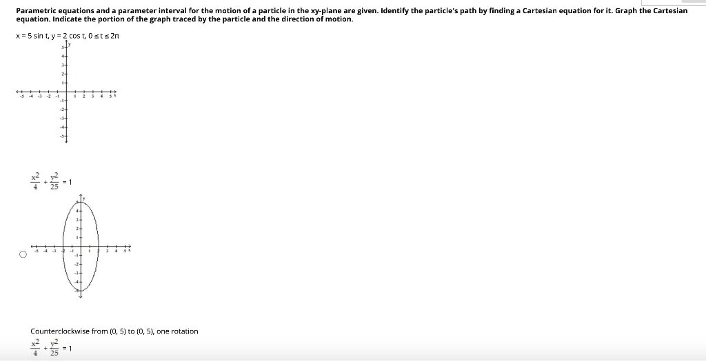 Solved Parametric equations and a parameter interval for the | Chegg.com