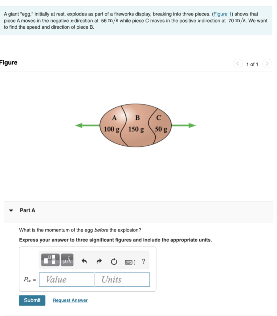 Solved A giant "egg," initially at rest, explodes as part of | Chegg.com