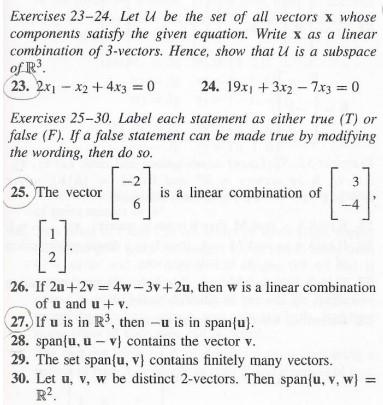 Solved Exercises 23-24. Let U be the set of all vectors x | Chegg.com