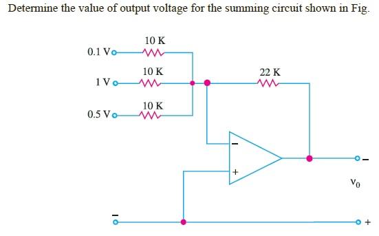 Solved Determine the value of output voltage for the summing | Chegg.com