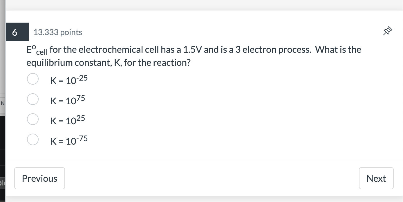 [Solved]: Please help! Eocell for the electrochemical cell h