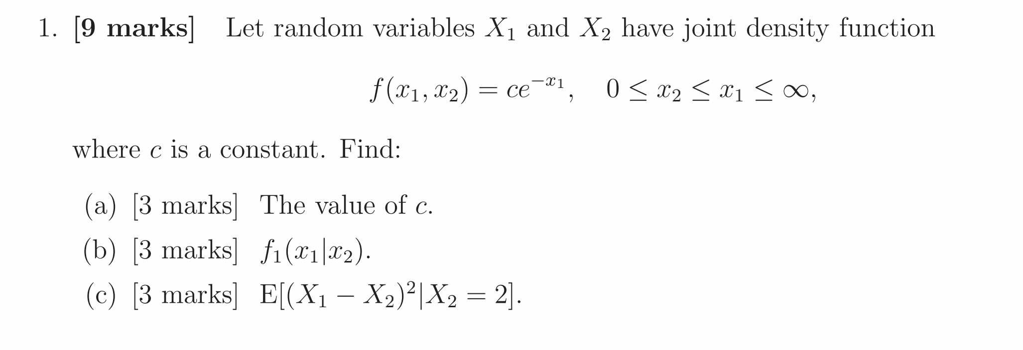Solved 1. [9 marks] Let random variables X1 and X2 have | Chegg.com
