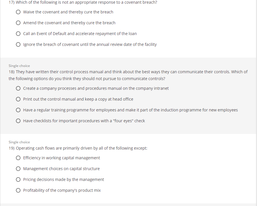 Solved 17) Which of the following is not an appropriate | Chegg.com