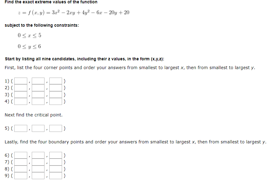 Solved Find the exact extreme values of the function == | Chegg.com