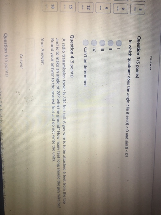 Solved Question 3 (5 points) In which quadrant does the | Chegg.com