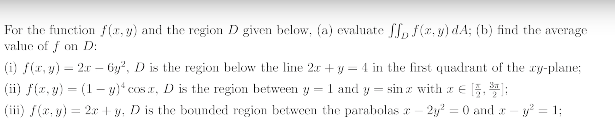 Solved For the function f(x,y) and the region D given below, | Chegg.com