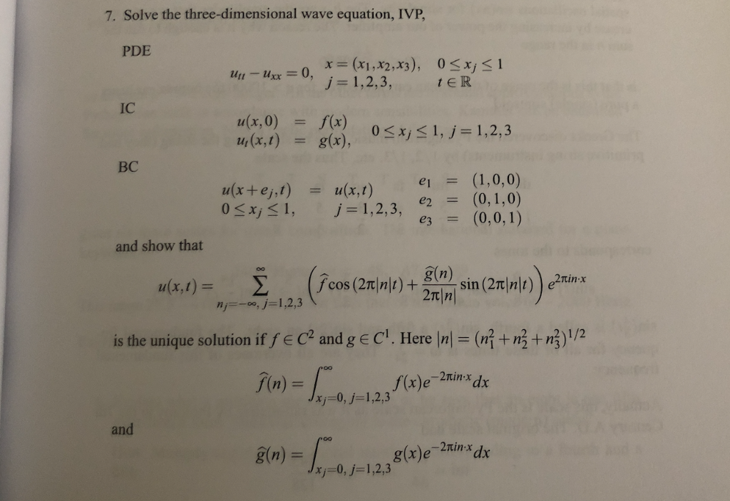 7. Solve the three-dimensional wave equation, IVP PDE | Chegg.com