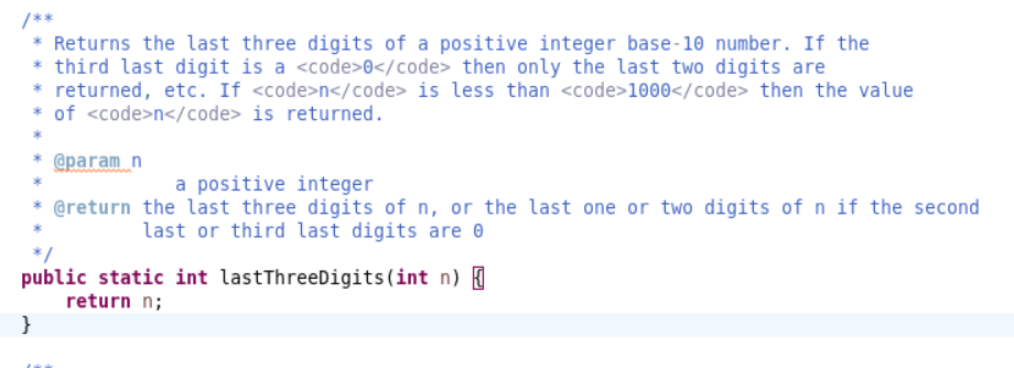 Solved lastThreeDigits(int n ) can be completed using | Chegg.com