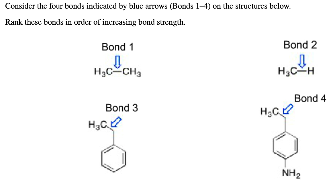 Solved Consider the four bonds indicated by blue arrows | Chegg.com