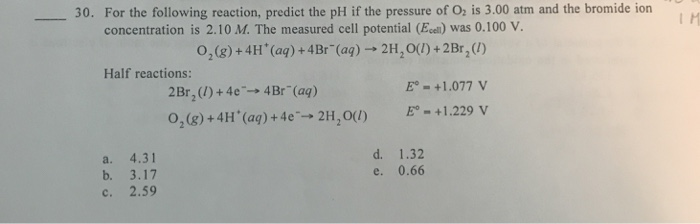 28. The standard cell potential for 2 the | Chegg.com