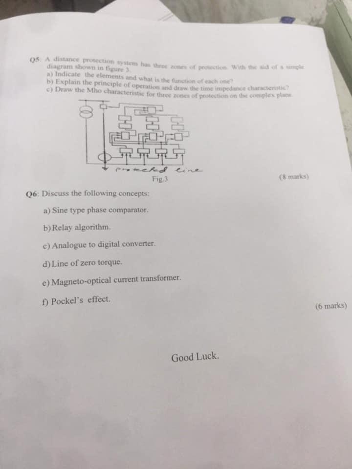 Solved Q5: A distance protection whitem has three kemes of | Chegg.com