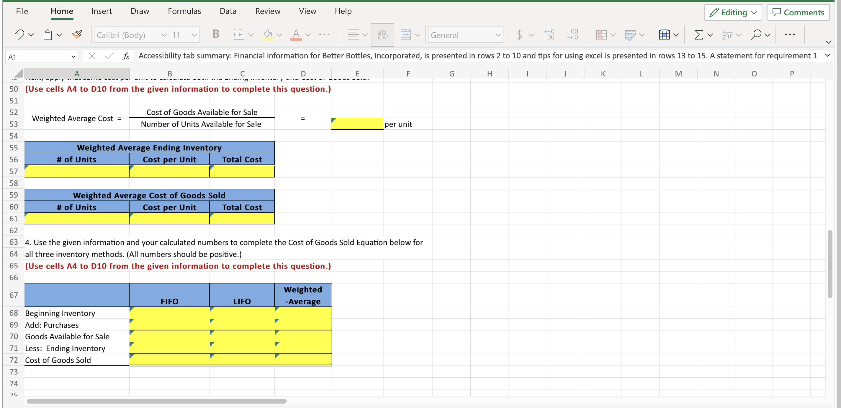 Solved File Home Insert Draw Formulas Data Review View Help | Chegg.com