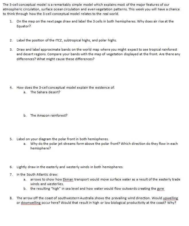 Solved The 3-cell conceptual model is a remarkably simple | Chegg.com