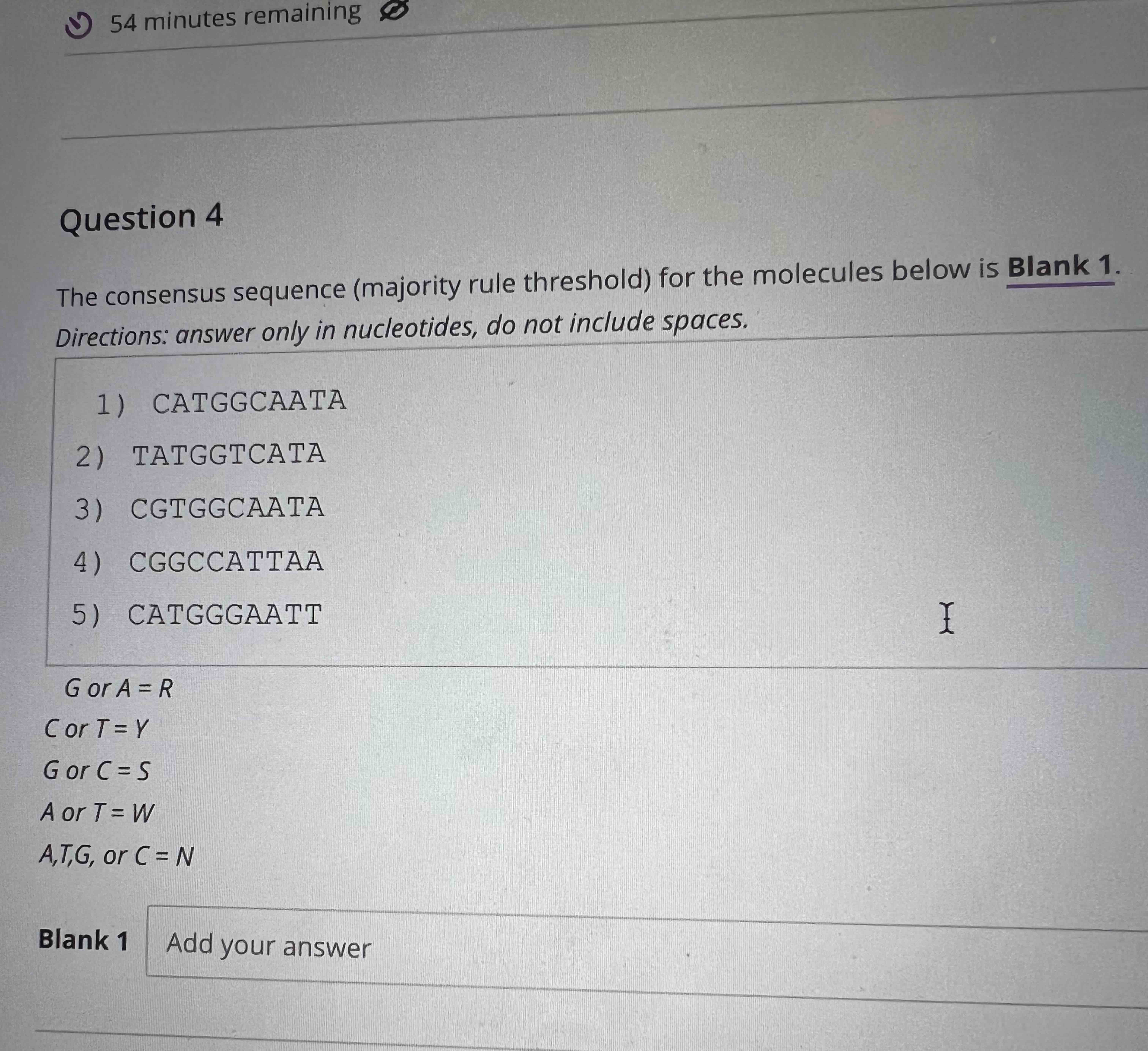 Solved Question 4The consensus sequence (majority ﻿rule | Chegg.com