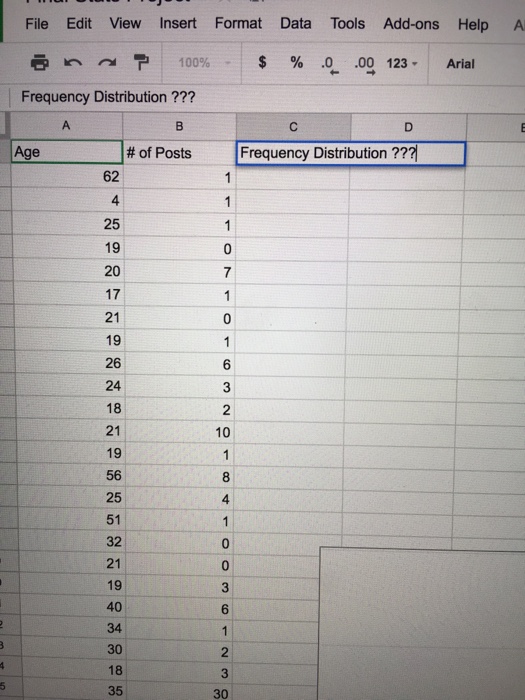 Solved File Edit View Insert Format Data Tools Add-ons Help | Chegg.com