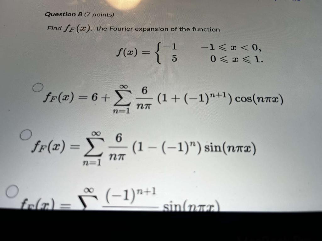 Solved Find fF(x), the Fourier expansion of the function | Chegg.com