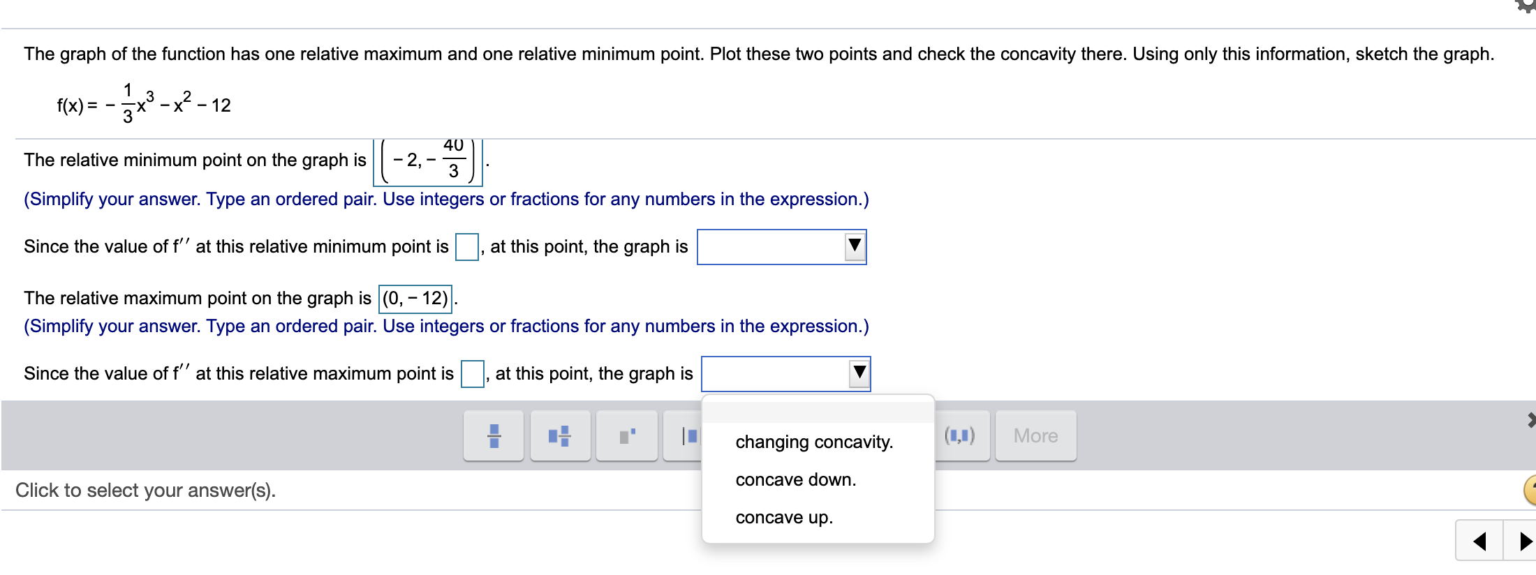 Solved The graph of the function has one relative maximum | Chegg.com