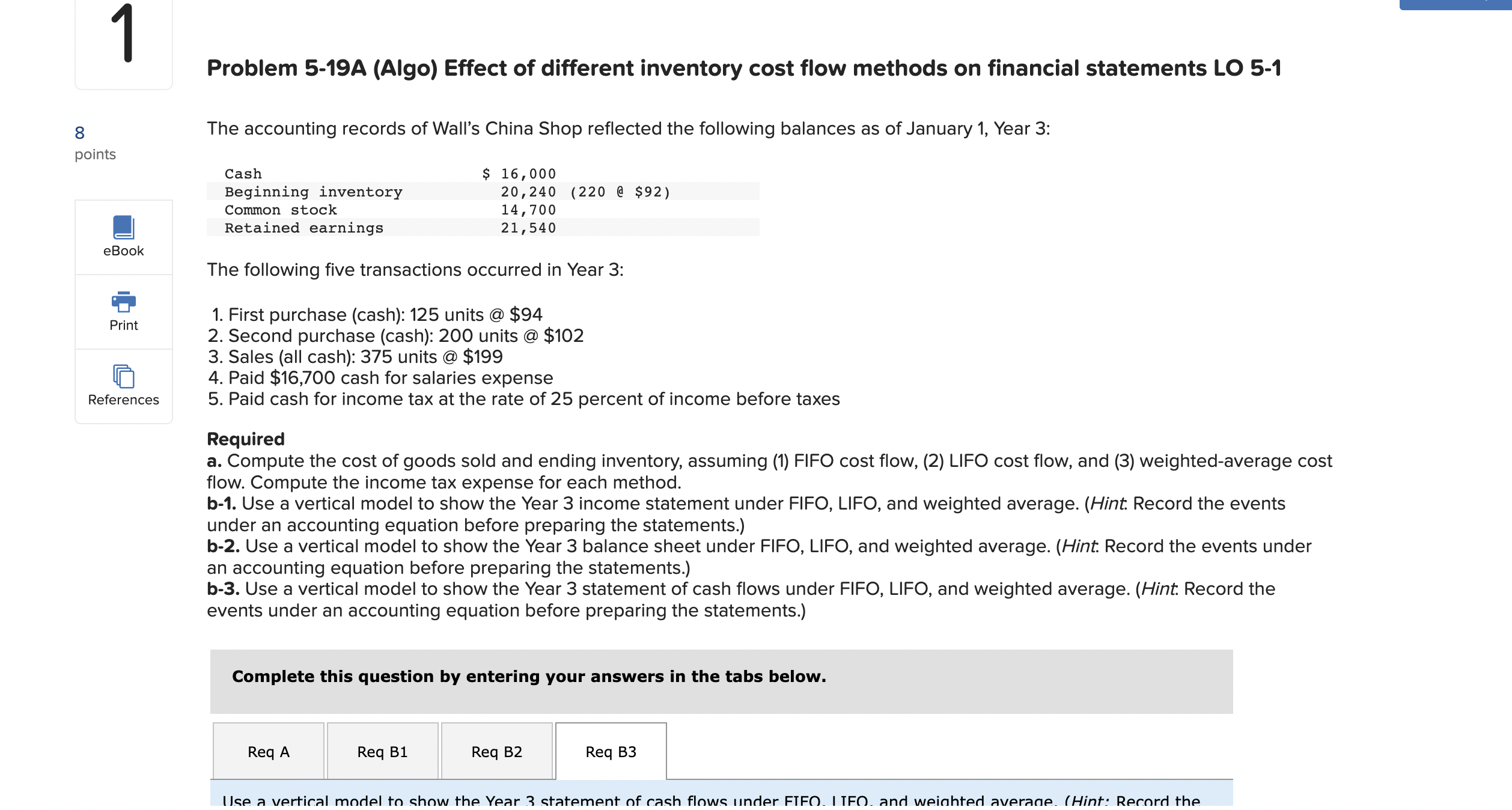 Solved Problem 5-19A (Algo) Effect of different inventory | Chegg.com