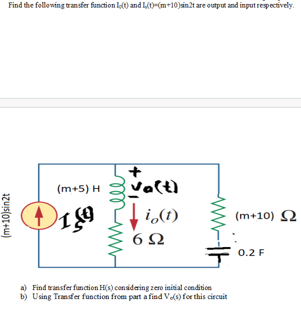 Find the following transfer function I.(t) and | Chegg.com