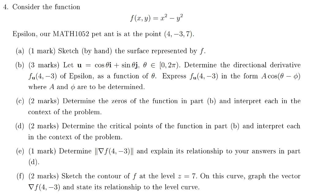 Solved 4. Consider the function f(x,y)=x2−y2 Epsilon, our | Chegg.com