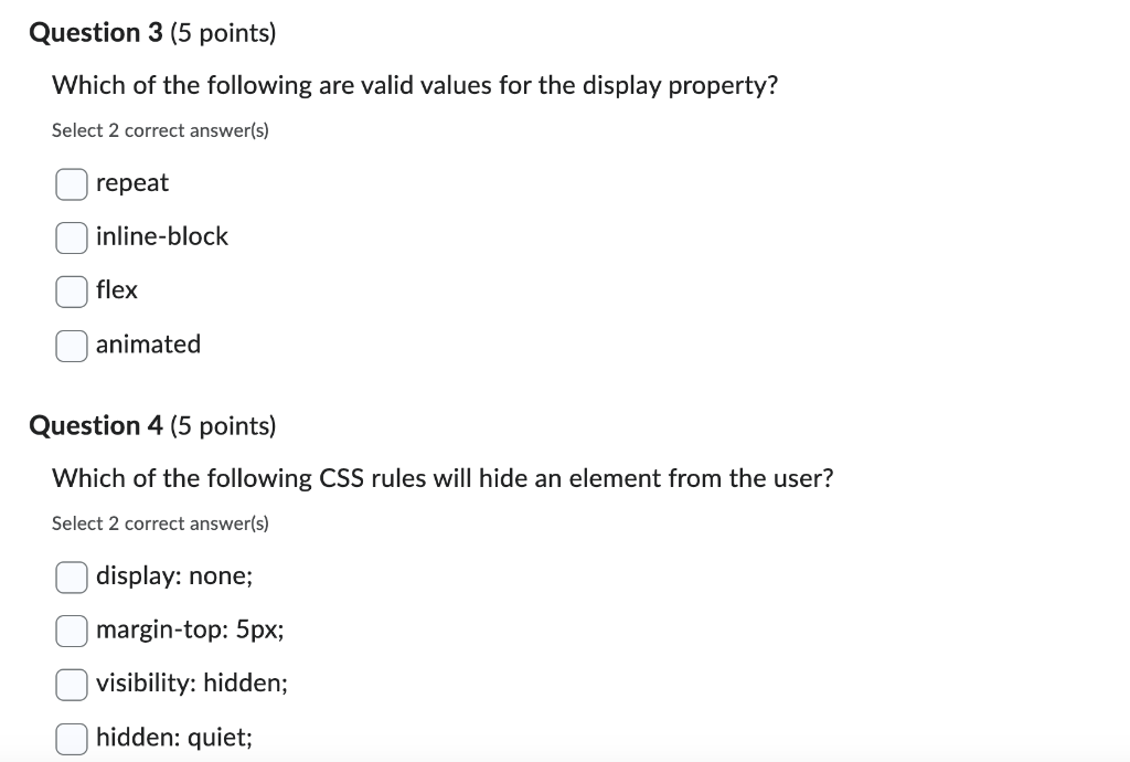 Solved Which of the following are valid values for the | Chegg.com