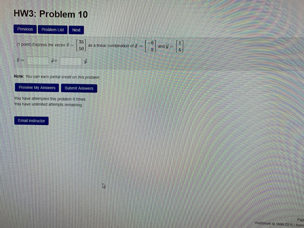 Solved HW3: Problem 10 Previous Problem List Next (1 point) | Chegg.com