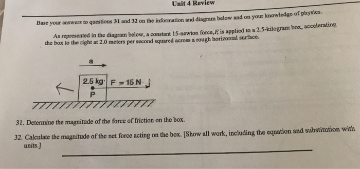 Solved Unit 4 Review Base your answers to questions 31 and | Chegg.com
