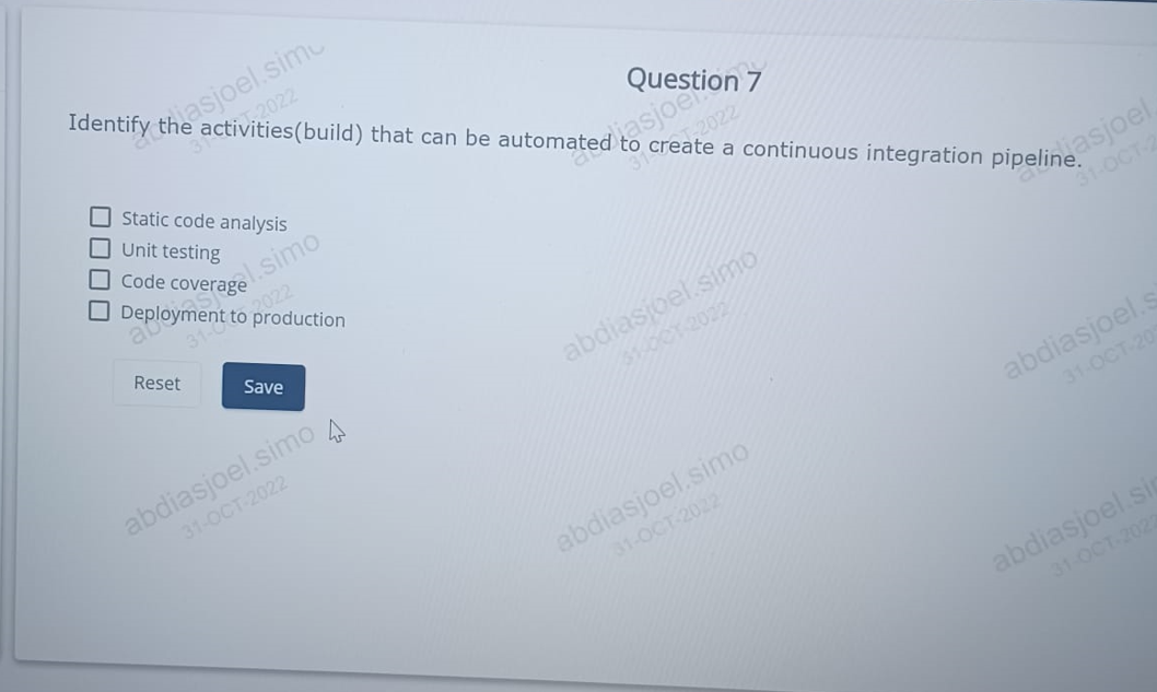 Solved Identify the activities(build) that can be automated | Chegg.com