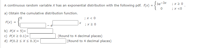 Solved A continuous random variable X has an exponential | Chegg.com