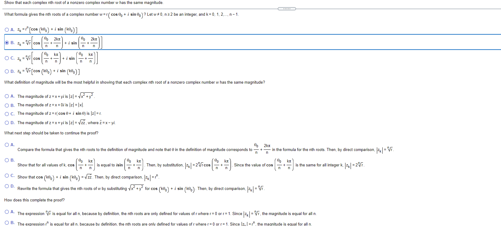 Solved Show that each complex nth root of a nonzero complex | Chegg.com