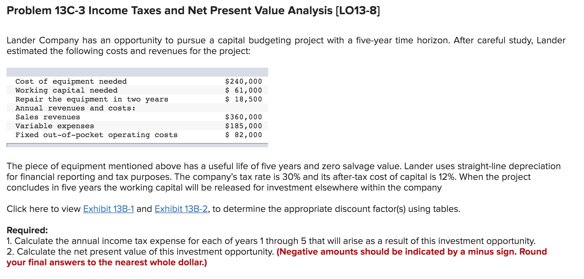 Solved Problem 13c 3 Income Taxes And Net Present Value Chegg