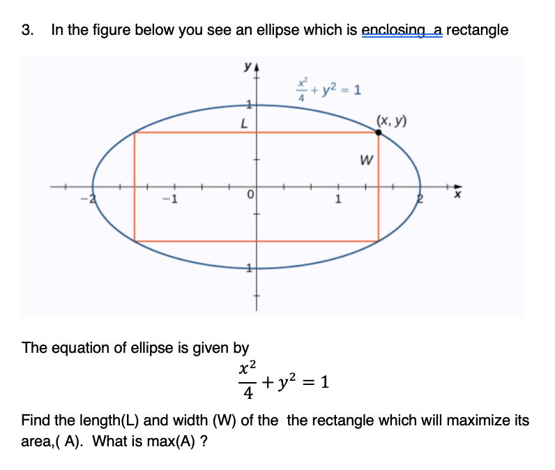 Solved 3. In the figure below you see an ellipse which is | Chegg.com
