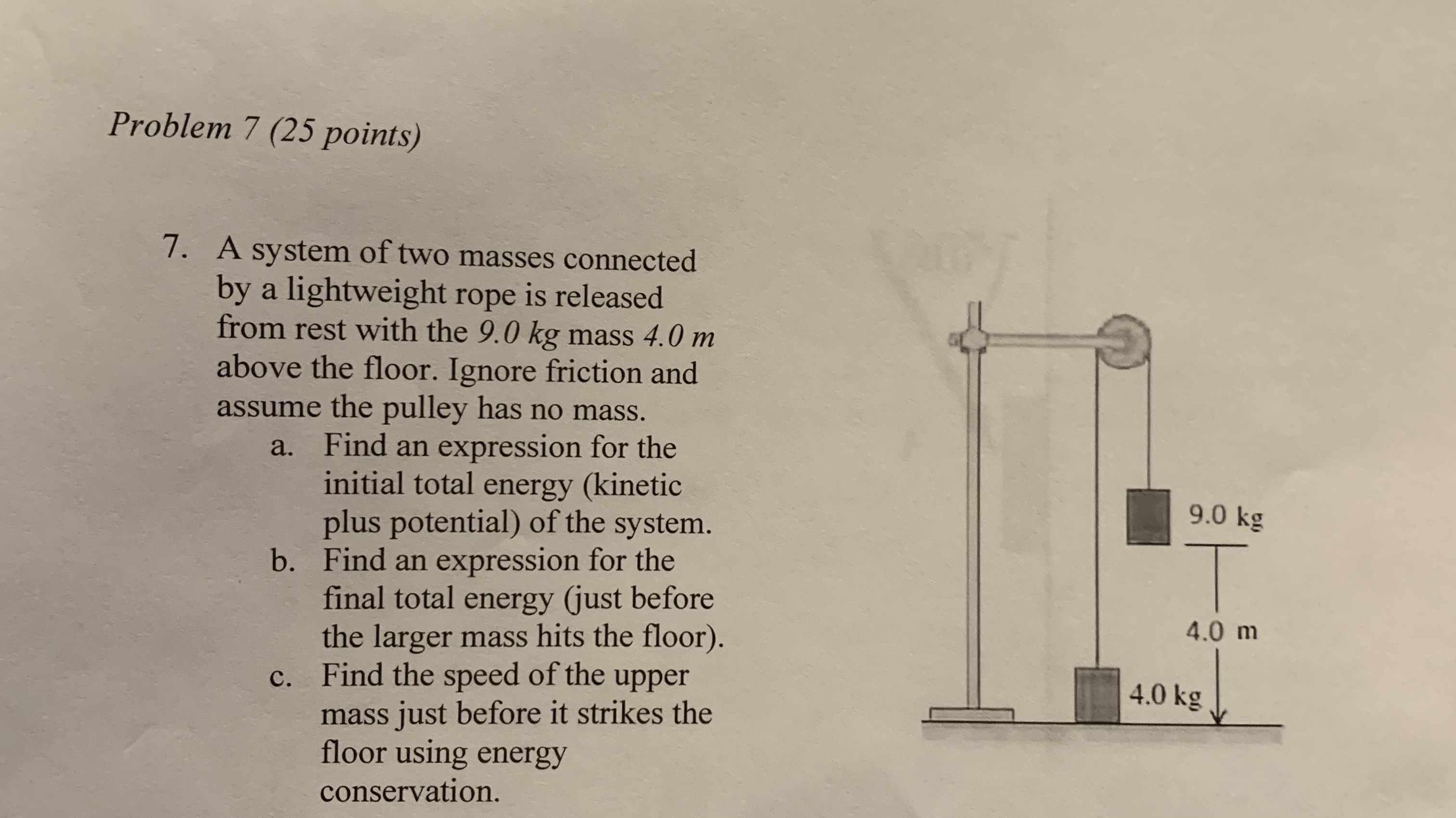 Solved Problem 7 (25 ﻿points)A system of two masses | Chegg.com